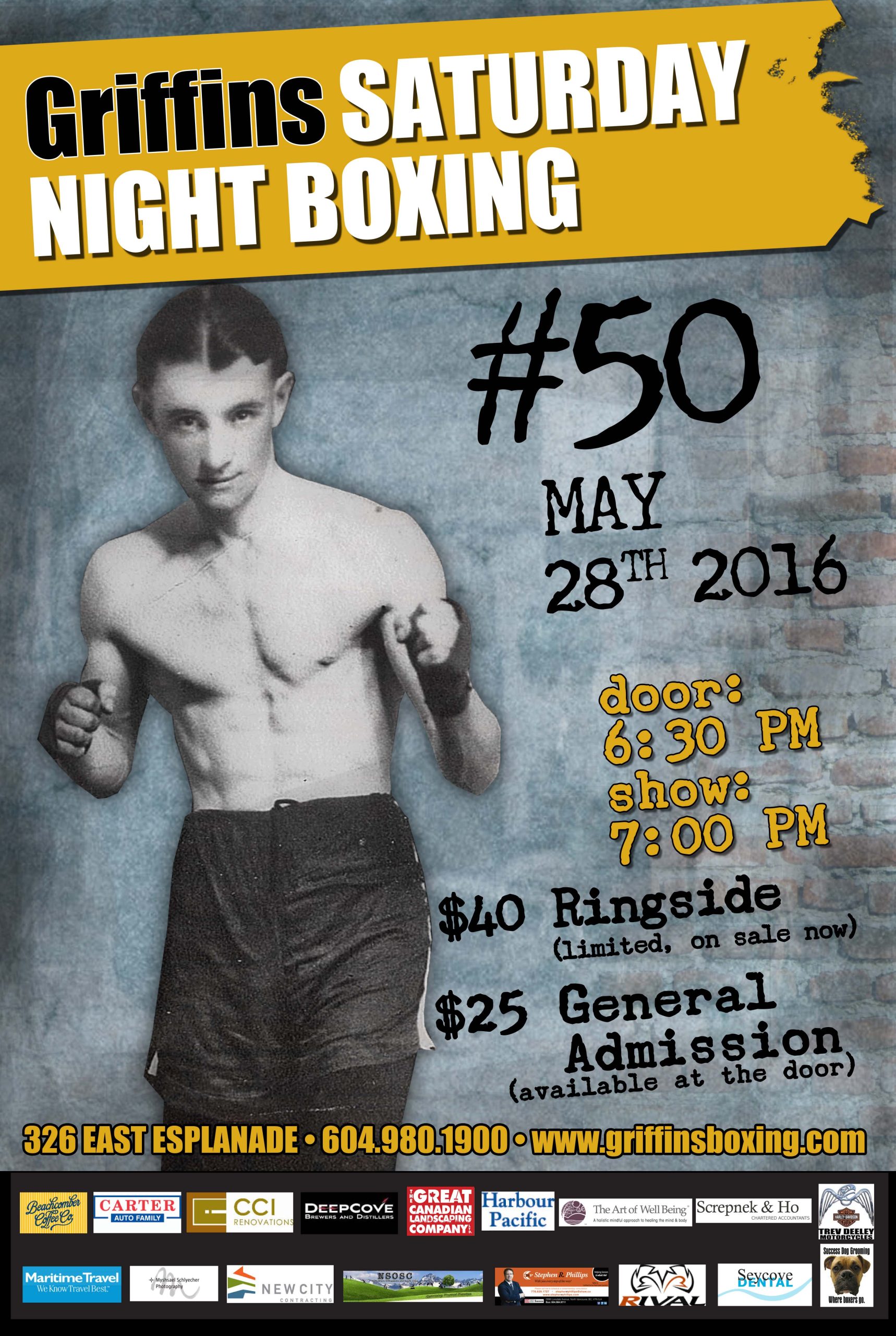 Saturday Night Boxing #50 - May 28, 2016 - Griffins Boxing & Fitness